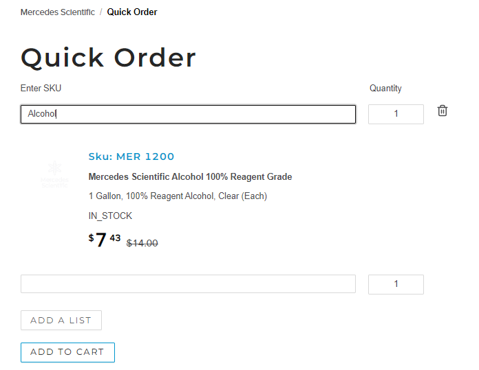 How to place a quick order – Mercedes Scientific
